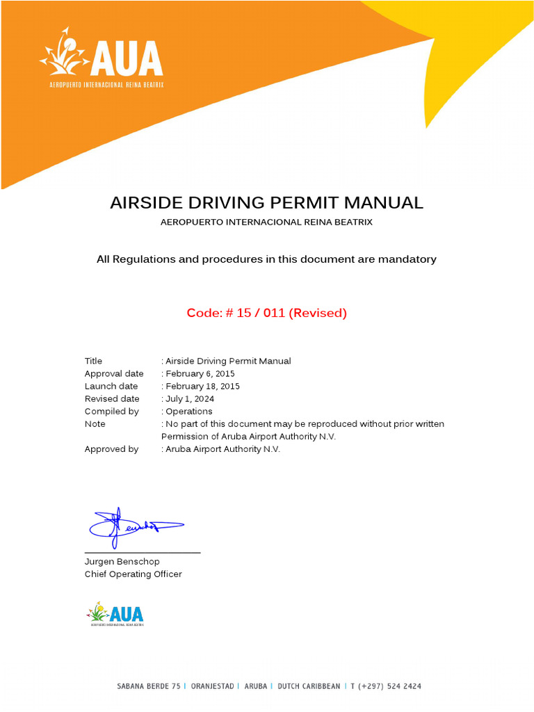 Manual Code # 15-011 Airside Driving Permit Manual revised July 1 2024 ...