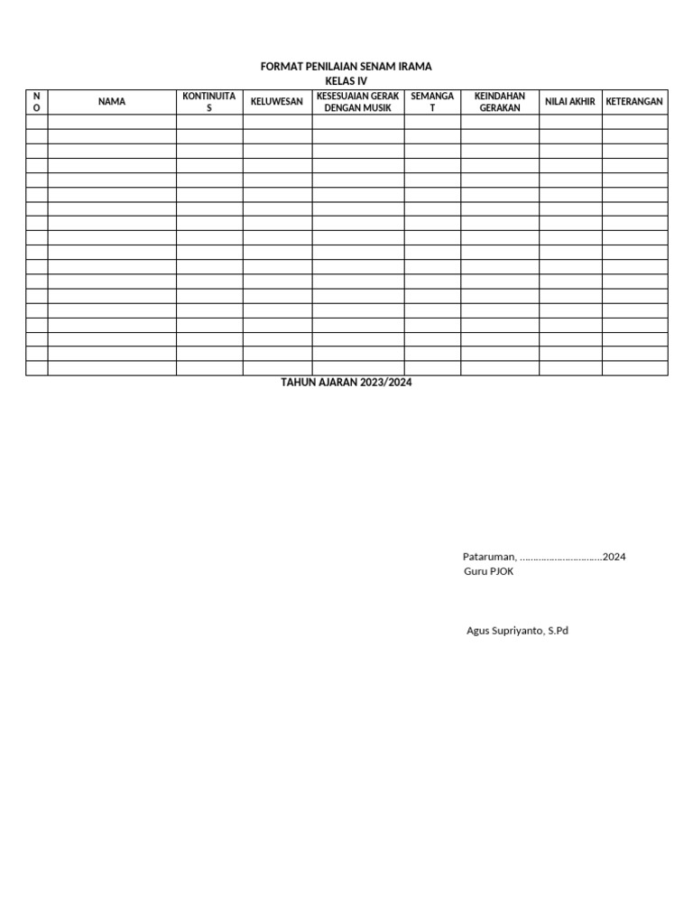 Format Penilaian Senam Irama | PDF