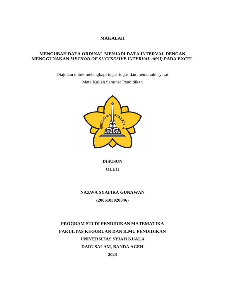 Makalah Seminar Merubah Data Ordinal Menjadi Data Interval | PDF