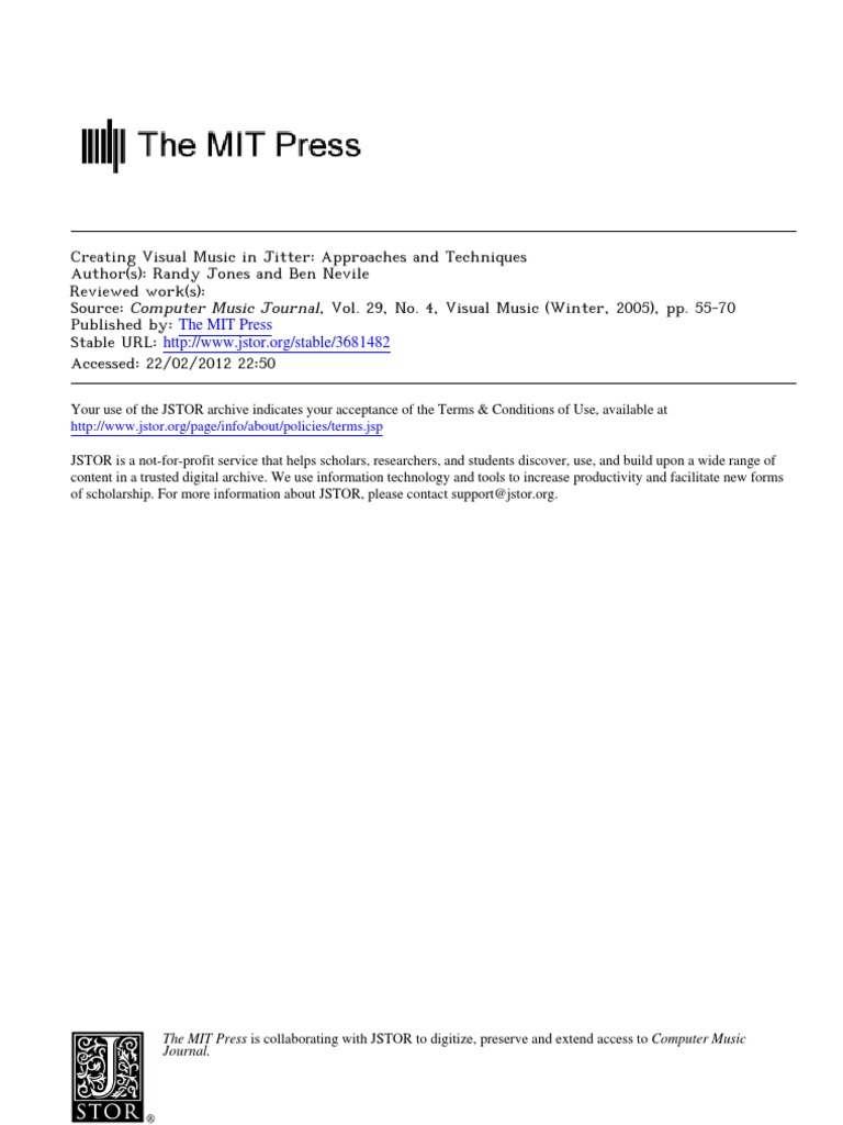 Creating Visual Music in Jitter - Approaches and Techniques | PDF ...