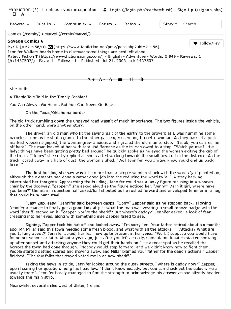 Savage Comics 6, A Marvel Fanfic - FanFiction | PDF