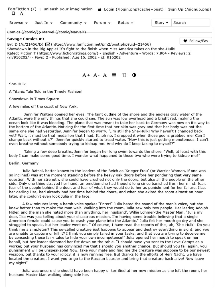 Savage Comics #3, A Marvel Fanfic - FanFiction | PDF