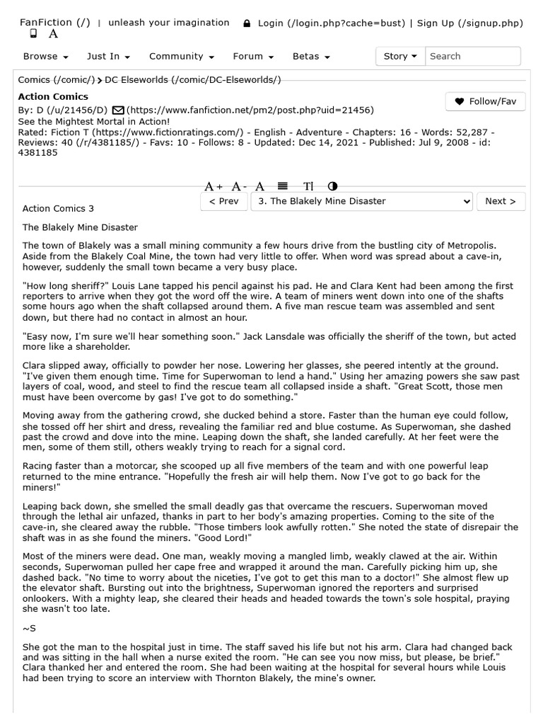 Action Comics Chapter 3_ The Blakely Mine Disaster, a dc elseworlds fanfic _ FanFiction | PDF