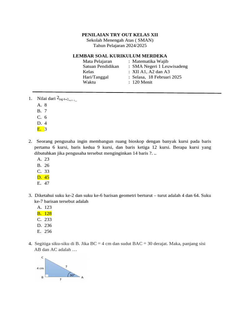 Soal PSAJ 2425 | PDF