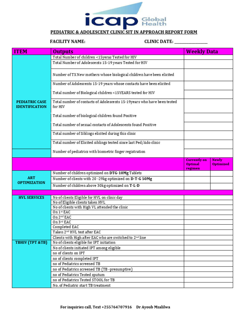 Pediatric HIV Clinic Report Template | PDF