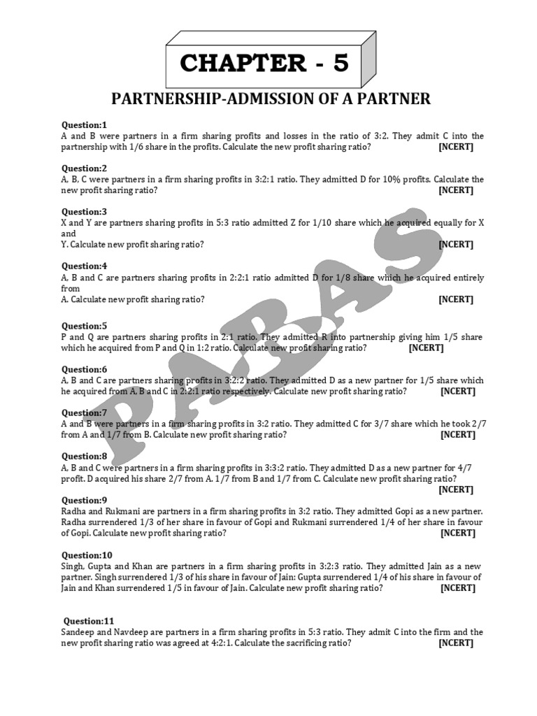 5 Partnership - Admission of A Partner Unsolved10 07 2021 | PDF ...