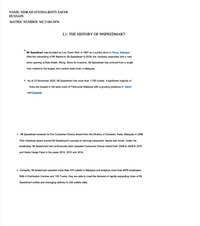 History of 99speedmart | PDF