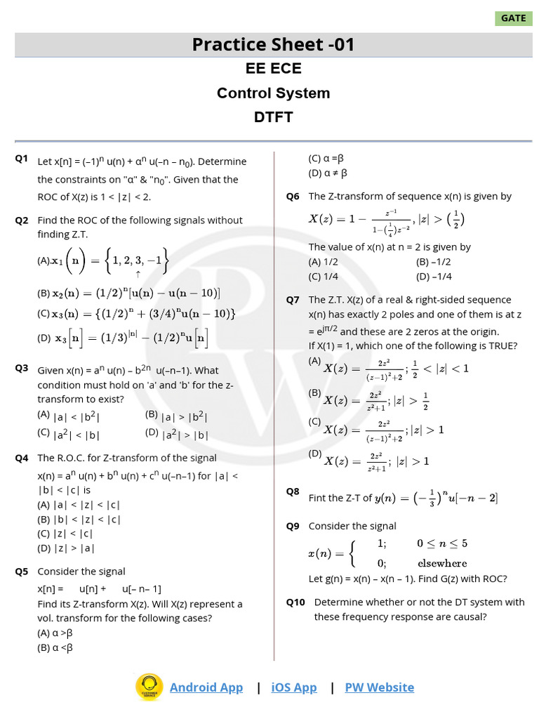 DTFT - Practice Sheet 01 | PDF | Computer Engineering | Harmonic Analysis