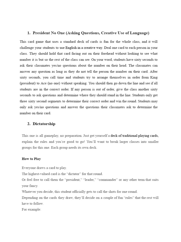 Activities To Do With A Deck of Cards | PDF | Playing Cards | Syntax