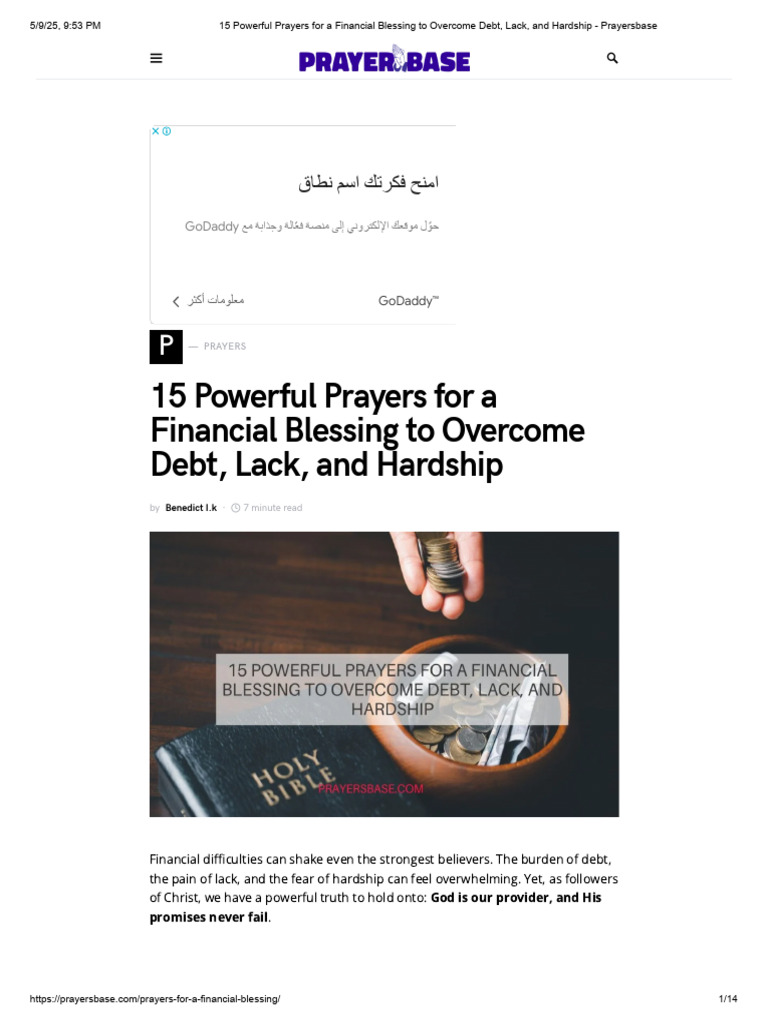 15 Prayers for Financial Blessings | PDF | Prayer | Amen