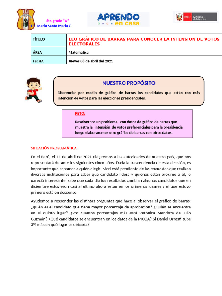 LEO GRAFICOS DE BARRAS - MATEMÁTICA 08-04-2021 | PDF