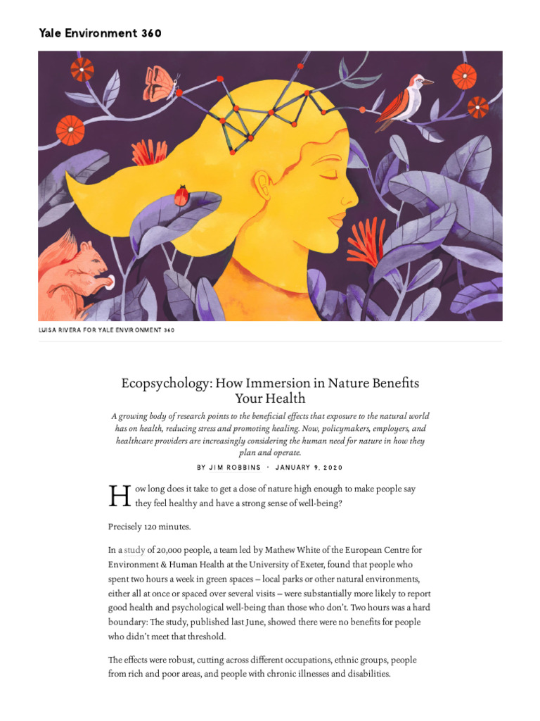 Ecopsychology - How Immersion in Nature Benefits Your Health - Yale ...