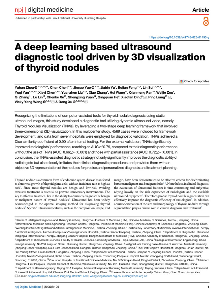 A Deep Learning Based Ultrasound Diagnostic Tool Driven by 3d Visualization of Nodul | PDF ...