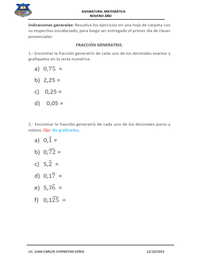 Fracción Generatriz | PDF