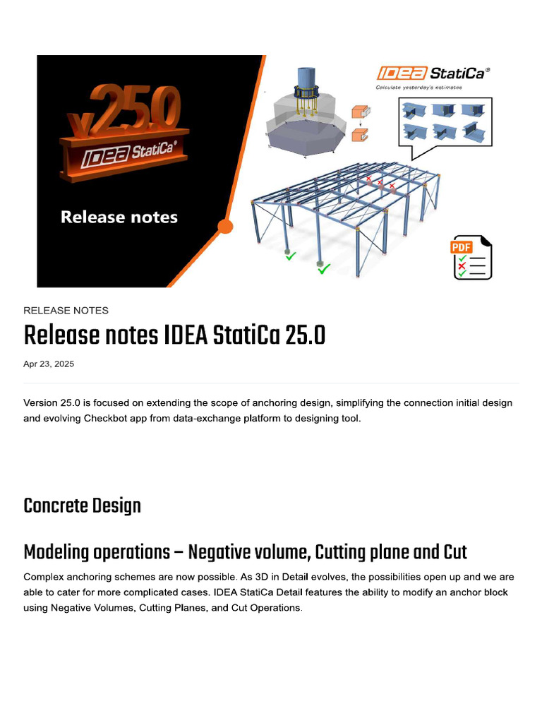Full Release Notes IDEA StatiCa 25 0 | PDF