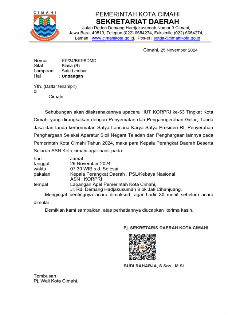 Undangan - Upacara Peringatan Hut KORPRI | PDF