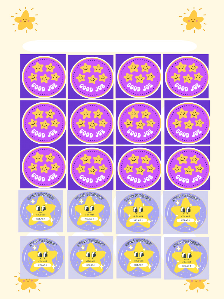 Yellow Stickers Class Reward Chart | PDF