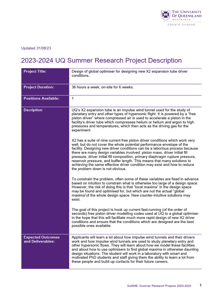 Summer Research Projects Overview 2023-24 | PDF | Computational Fluid ...