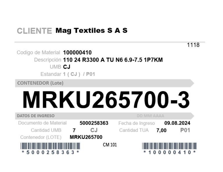 Cliente: Mag Textiles S A S | PDF