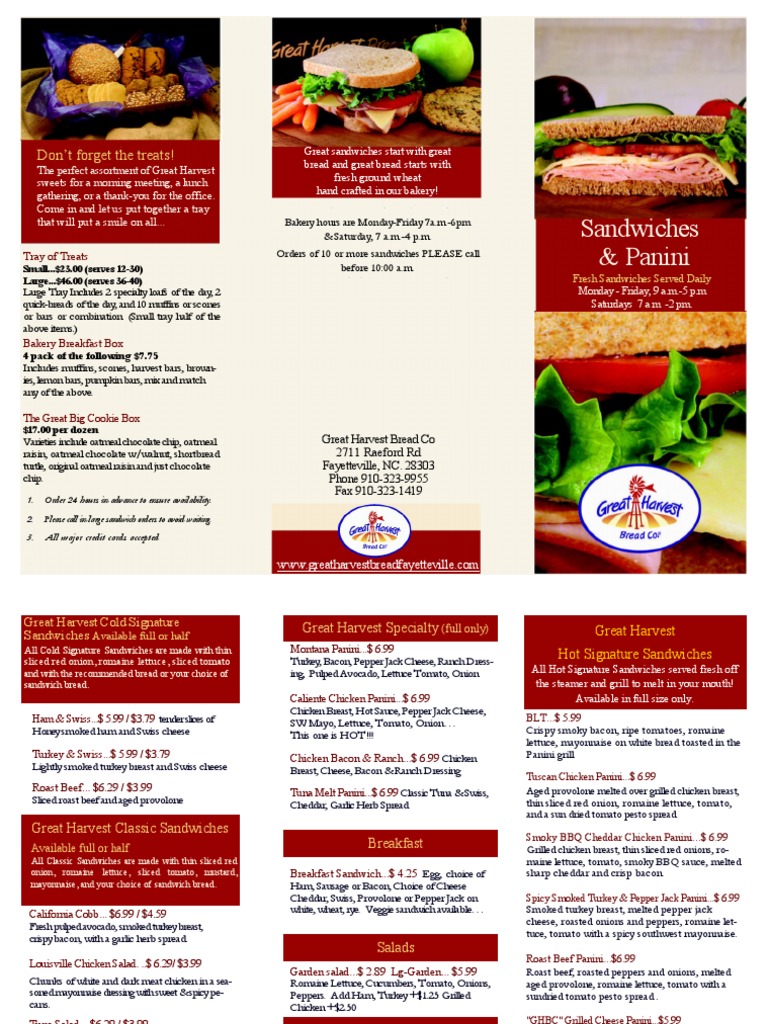 Trifold Menu For Sandwiches | PDF | Salad | Bacon