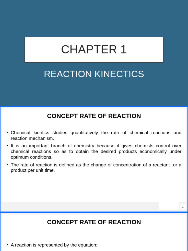 CHAPTER 1 Reaction Kinetics | PDF | Reaction Rate | Activation Energy