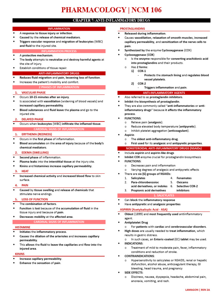 Chapter 7 - Anti-Inflammatory | PDF | Nonsteroidal Anti Inflammatory ...