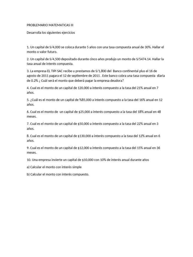 Problemario Matematicas Iii | PDF