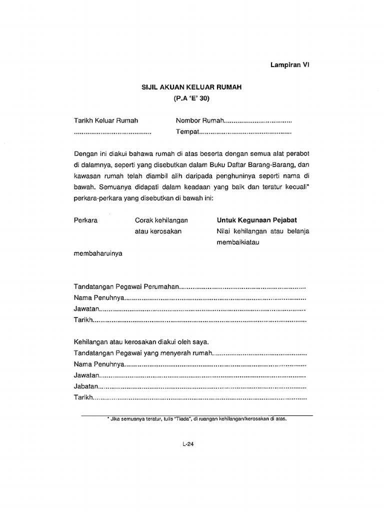 Sijil Akuan Keluar Rumah (Borang Keluar Kuarters) | PDF