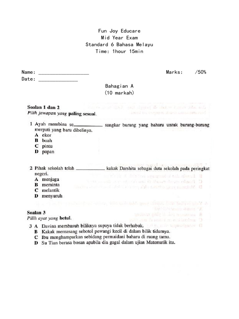 S6 Mid-Year - BM | PDF