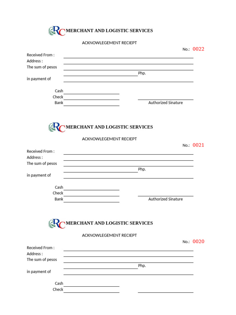 Acknow Reciept | PDF