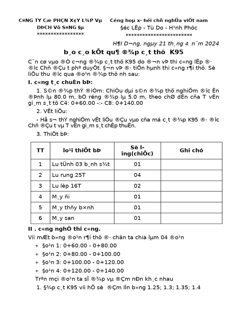 Bao Cao Dap Thu Cat K95 | PDF