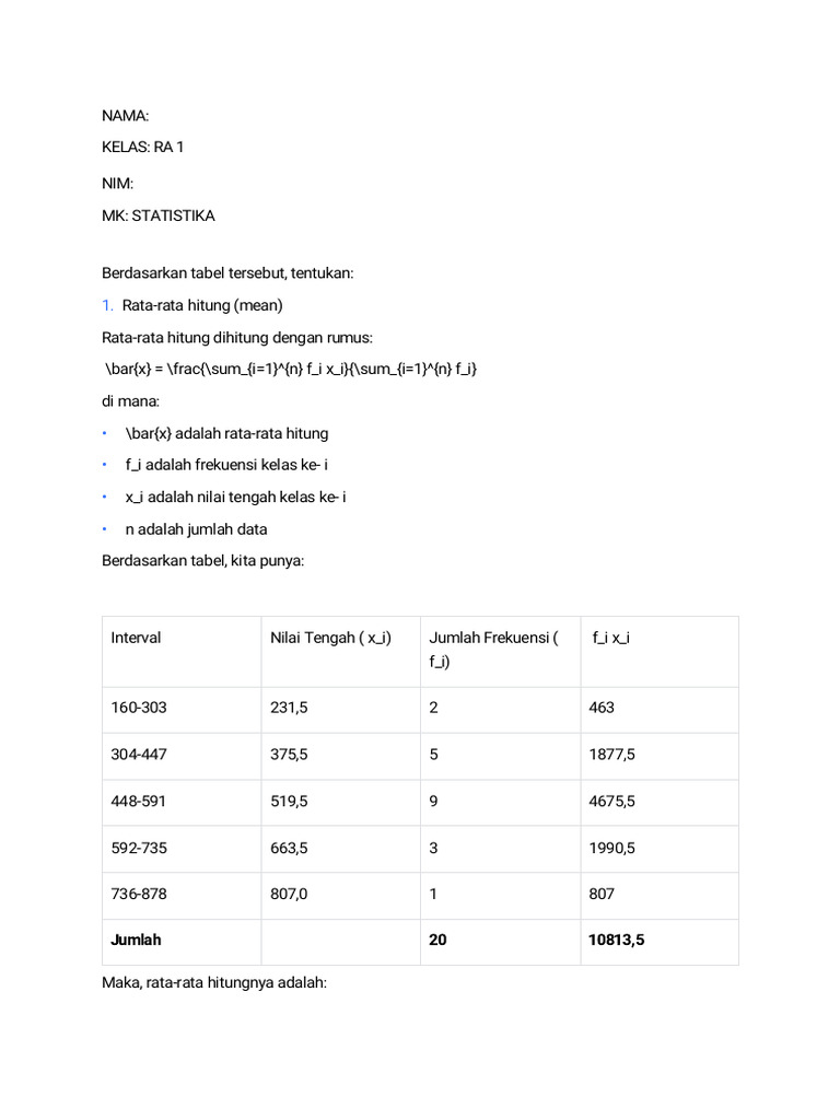 UTS Statistika (Firman Suherlan) | PDF