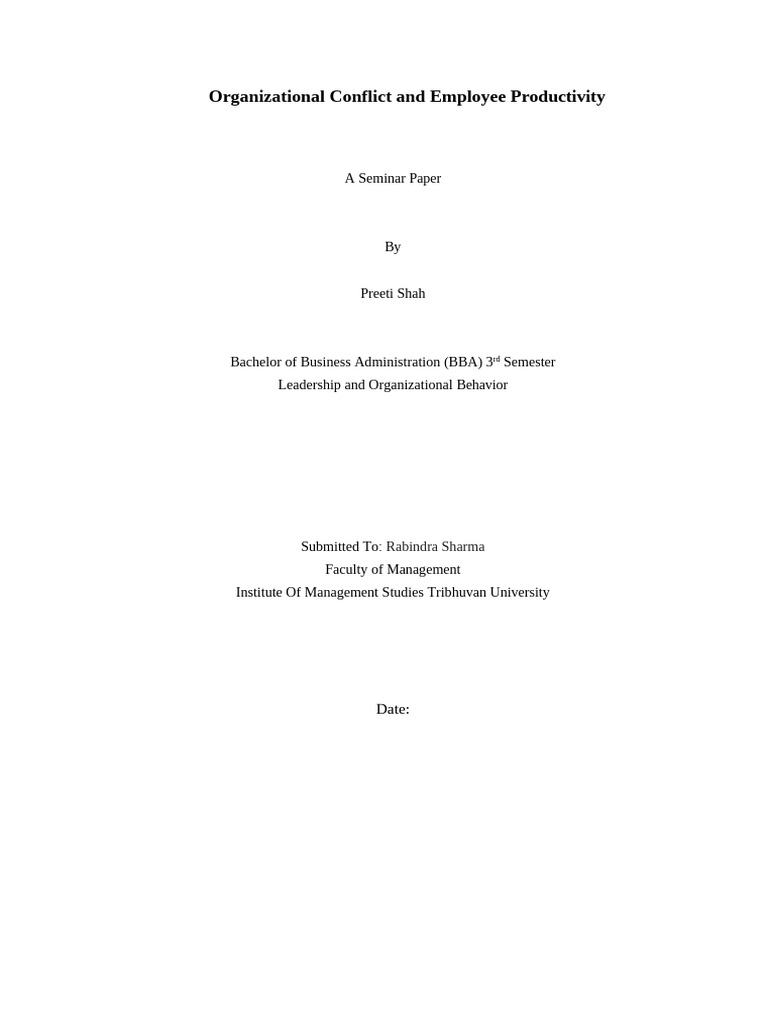 Final Approval Organizational Conflict and Employee Productivity | PDF ...