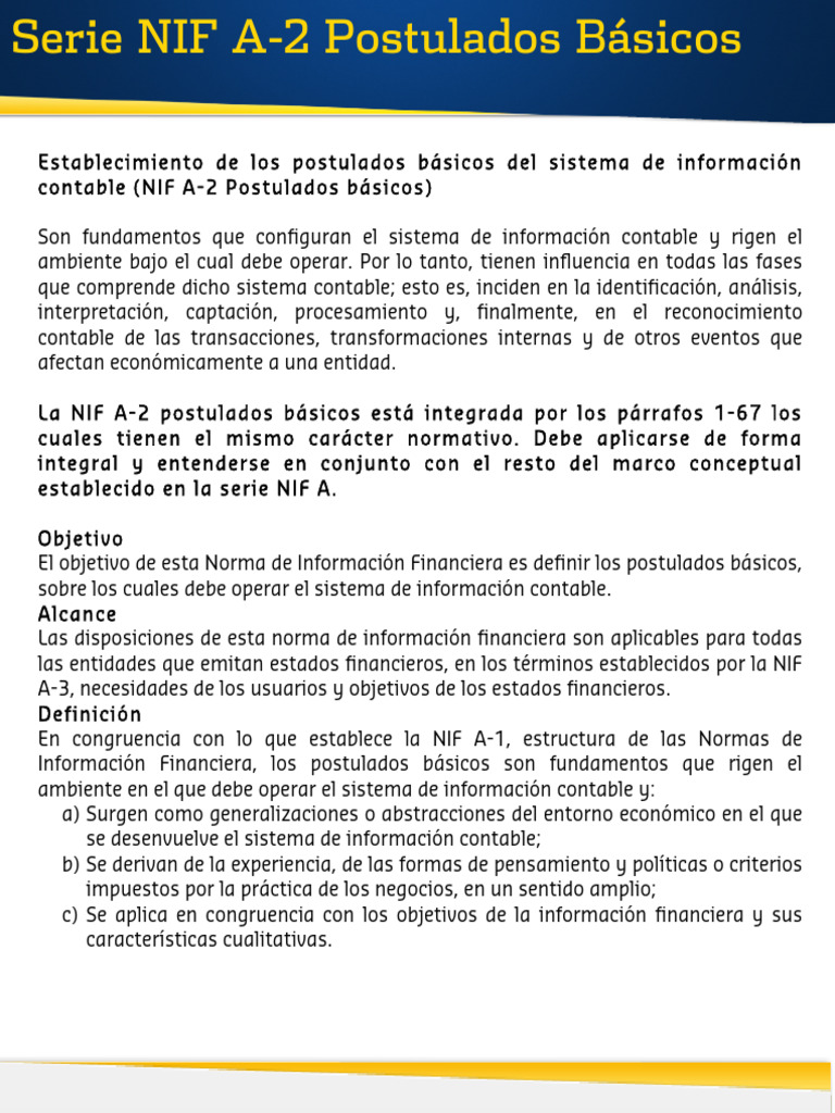 Serie NIF A2 Postulados Basicos | PDF | Contabilidad | Información