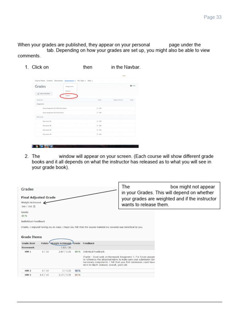 Brightspace Tutorial- Grades | PDF