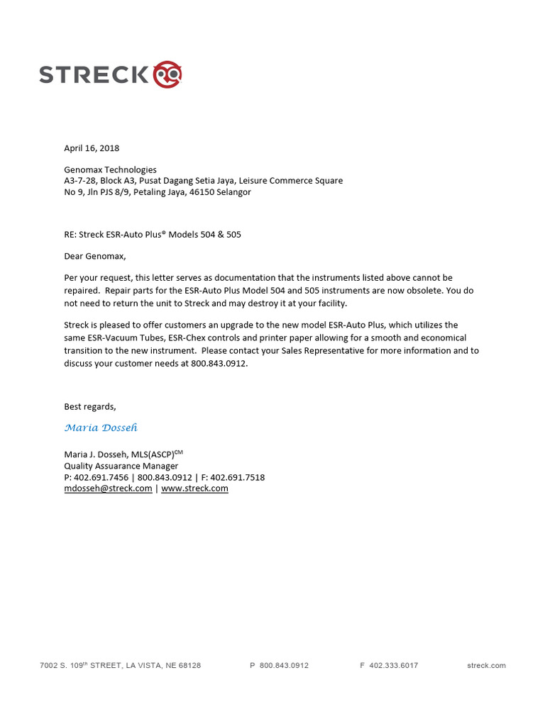 ESR-Auto Plus Models 504 505 - Obsolete letter | PDF