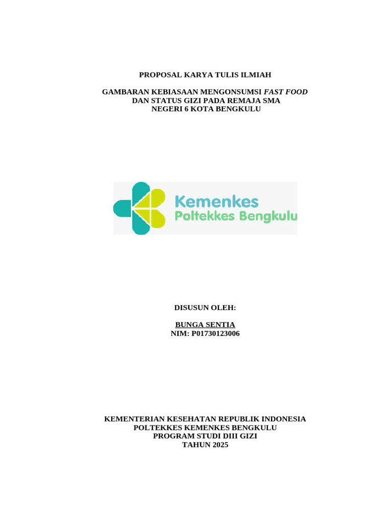 Proposal Karya Tulis Ilmiah (Vancouver) | PDF