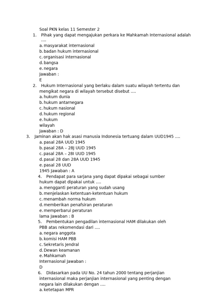 465646616-Salinan-KISI-Soal-PKN-kelas-11-Semester-2 | PDF