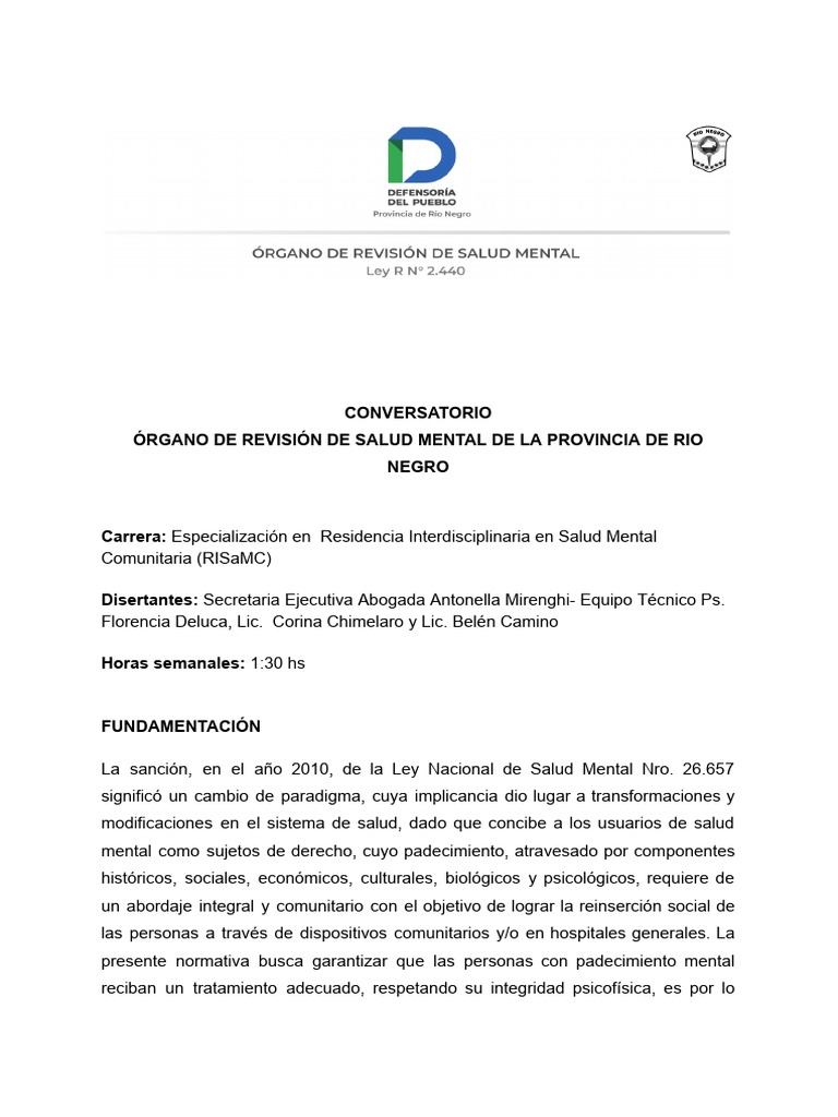 Programa Conversatorio (1) (1) | PDF | Salud mental | Hospital