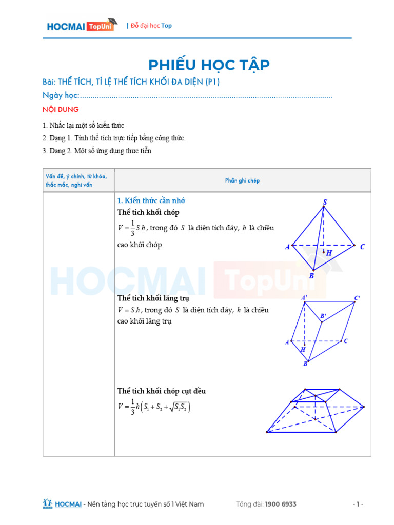 TopUniTongonToan_06_The_tich_ti_le_the_tich_khoi_da_dien_P1_PHT | PDF