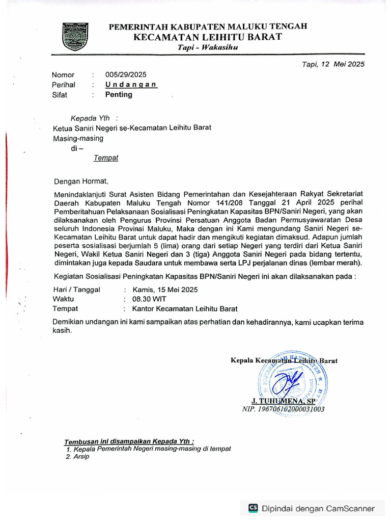 Undangan Saniri | PDF