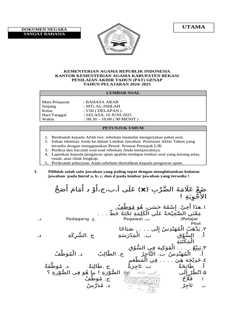 Soal Arab 8 Pat 2[1] | PDF