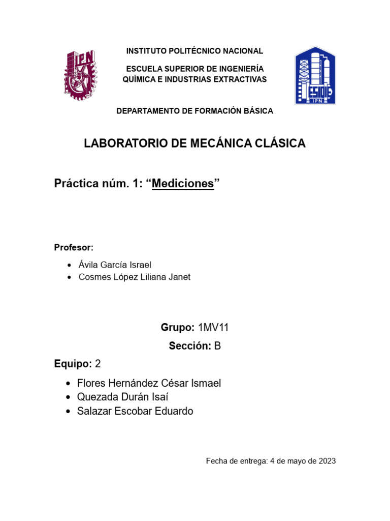 Pract 1 Mediciones Eq 2 | PDF | Medición | Incertidumbre