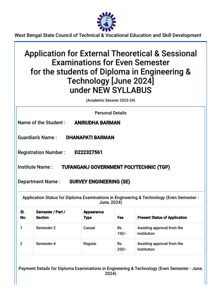 Examination Form Fillup | PDF