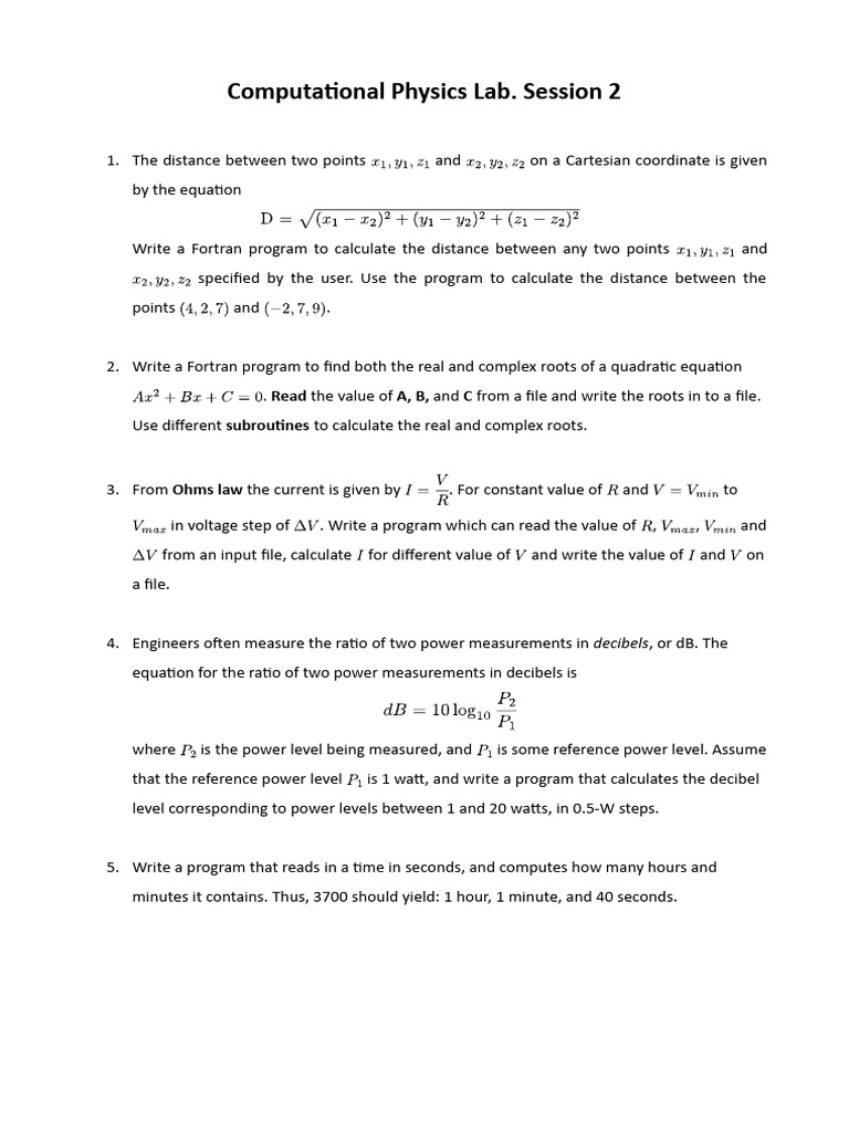 Fortran Exercise 1 | PDF