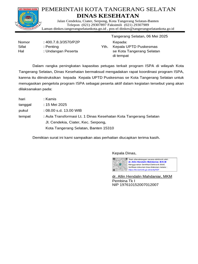 Undangan Peserta Program ISPA | PDF