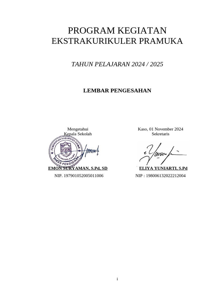 Program Ekstrakurikuler Pramuka 2024/2025 | PDF