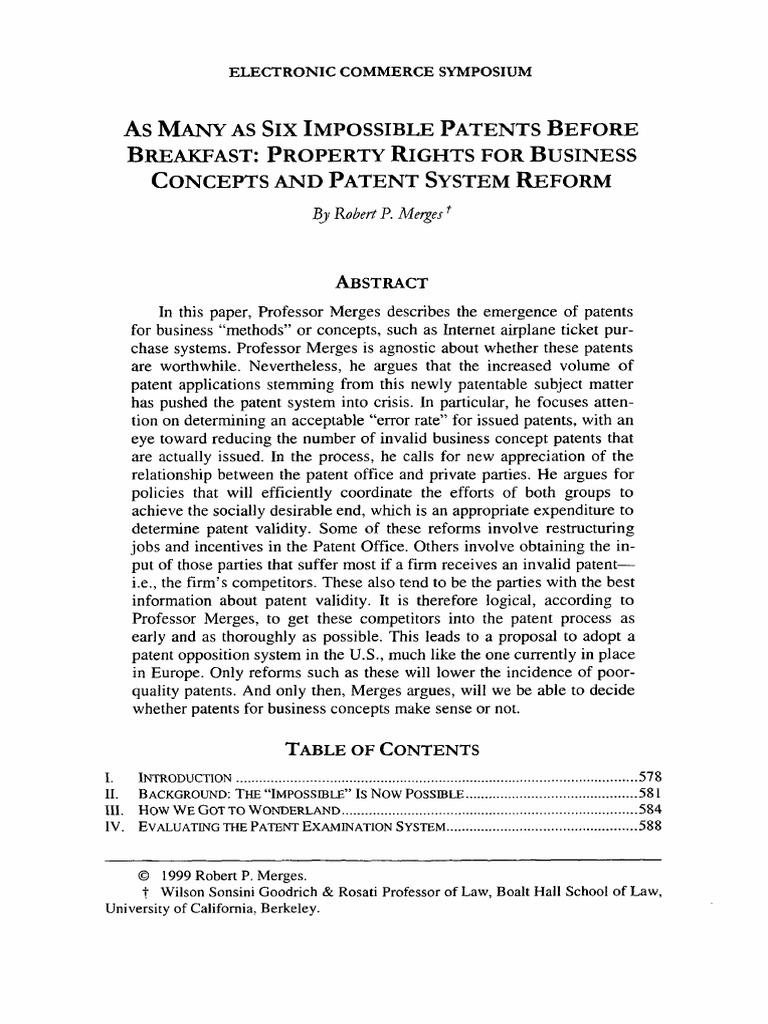 Robert Merges - As Many as Six Impossible Patents Before Breakfast ...