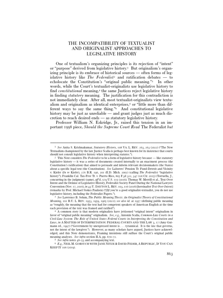 Originalism and Textualism | PDF | Antonin Scalia | Fourteenth ...