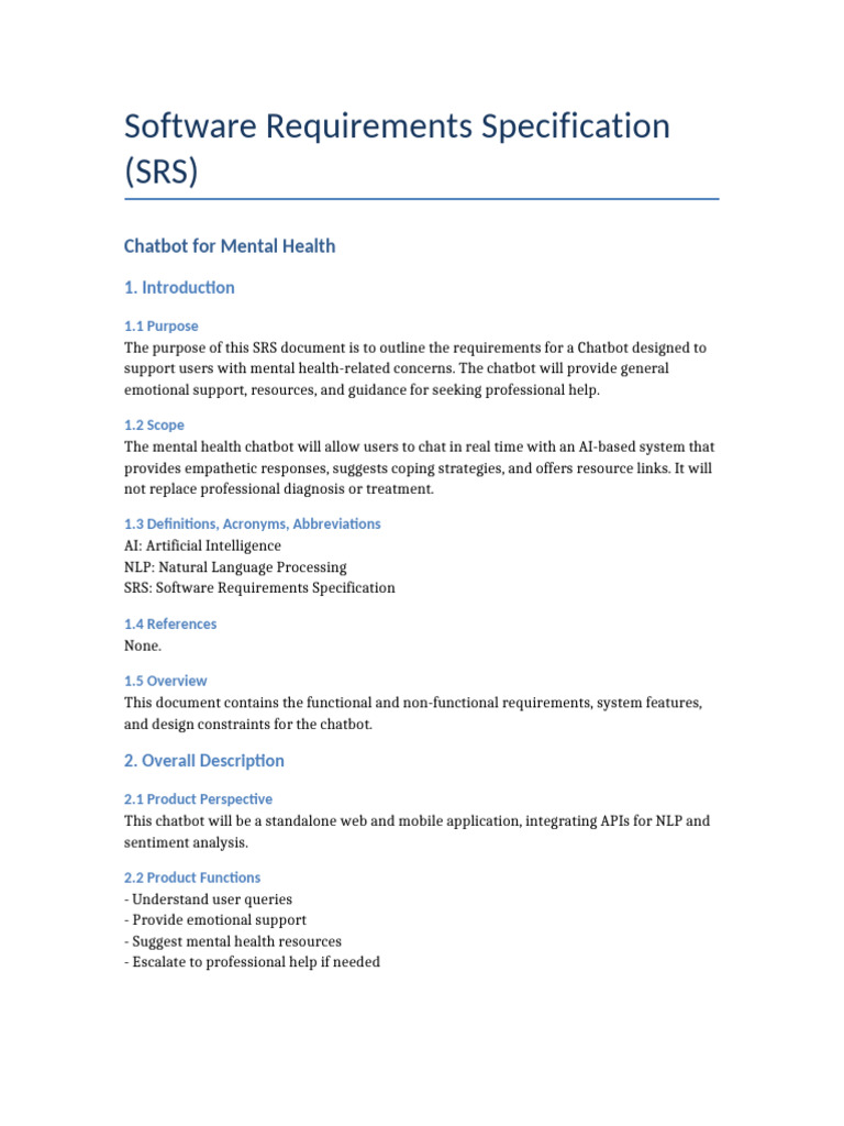 SRS Chatbot Mental Health | PDF